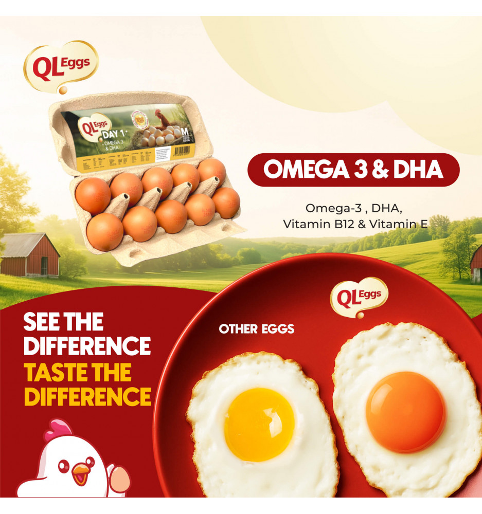 QL Eggs Day 1 Omega 3 & DHA – Fresh Eggs (20, 30, 40 pcs) Quantity 20pcs